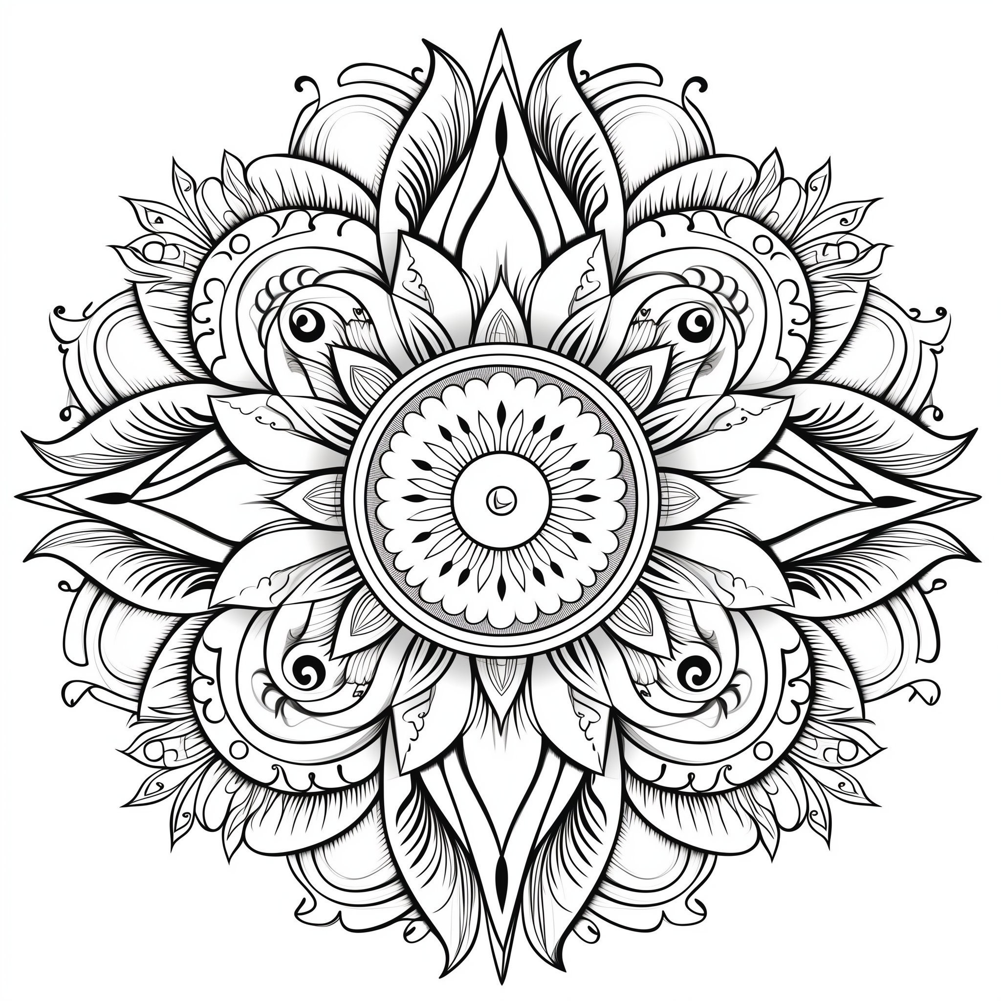 Mandala Flower. Coloring Page for Adults and Teens - Etsy