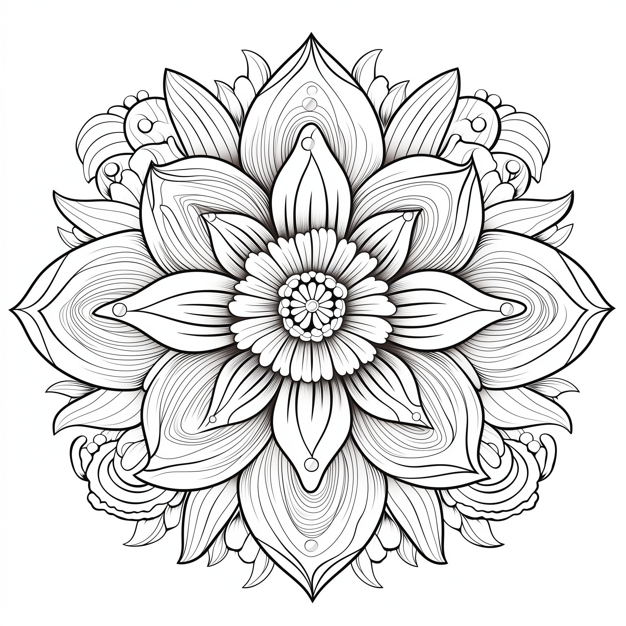 Mandala Flower. Coloring Page for Adults and Teens - Etsy