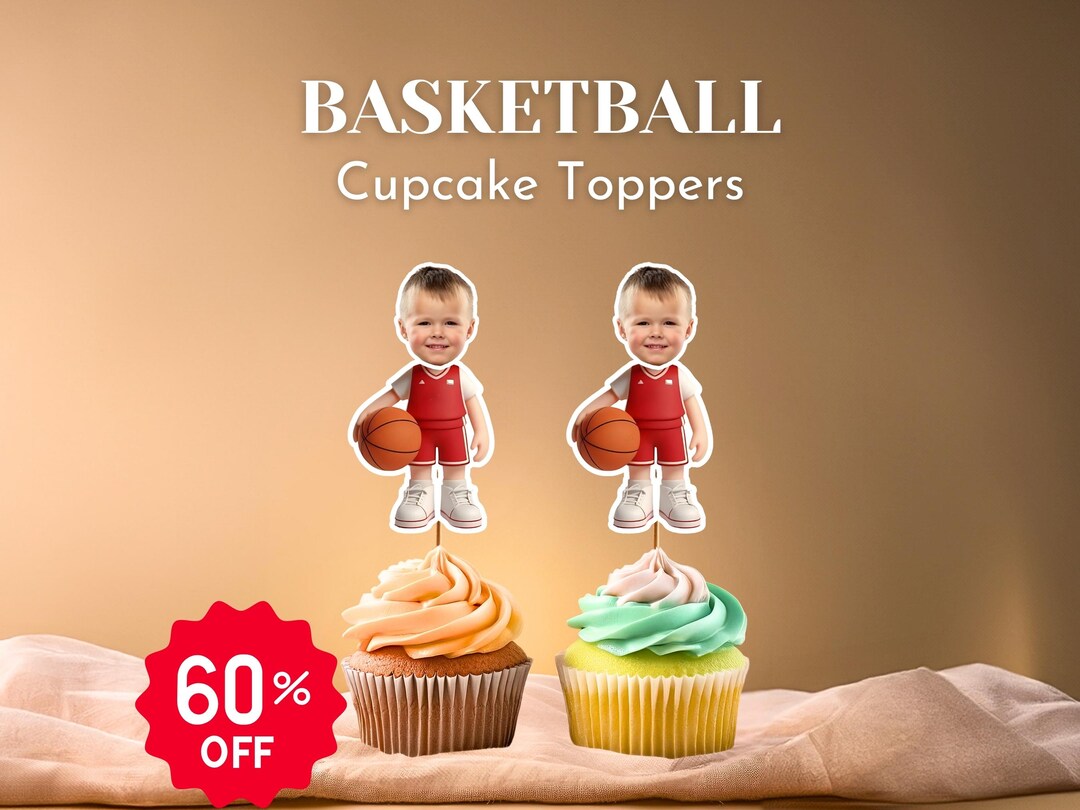 Basketball Topper Custom Face Cupcake One Year Old Birthday Decoration ...
