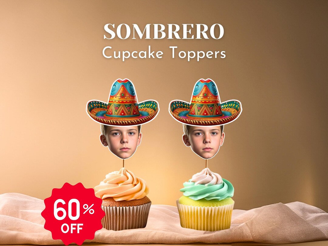Sombrero Mexican Topper Fiesta Custom Face Cupcake One Year Old ...