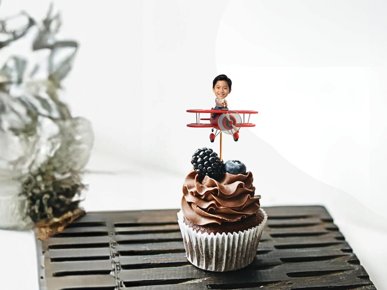 Custom Face Airplane Pilot Cupcake Cake Toppers: Pilot Birthday Party ...