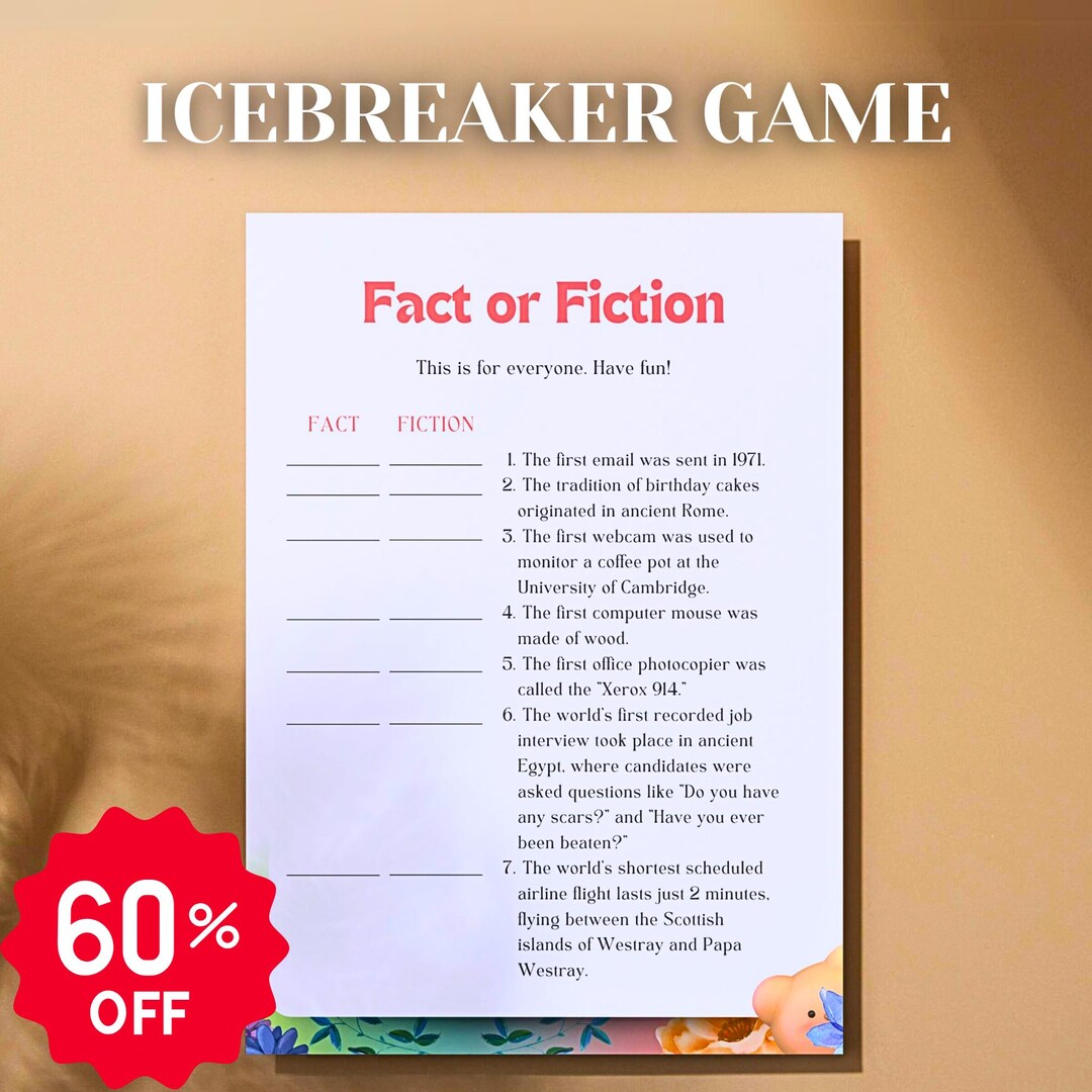 Printable Icebreaker Game: Fact or Fiction Birthday Party (PDF Download ...