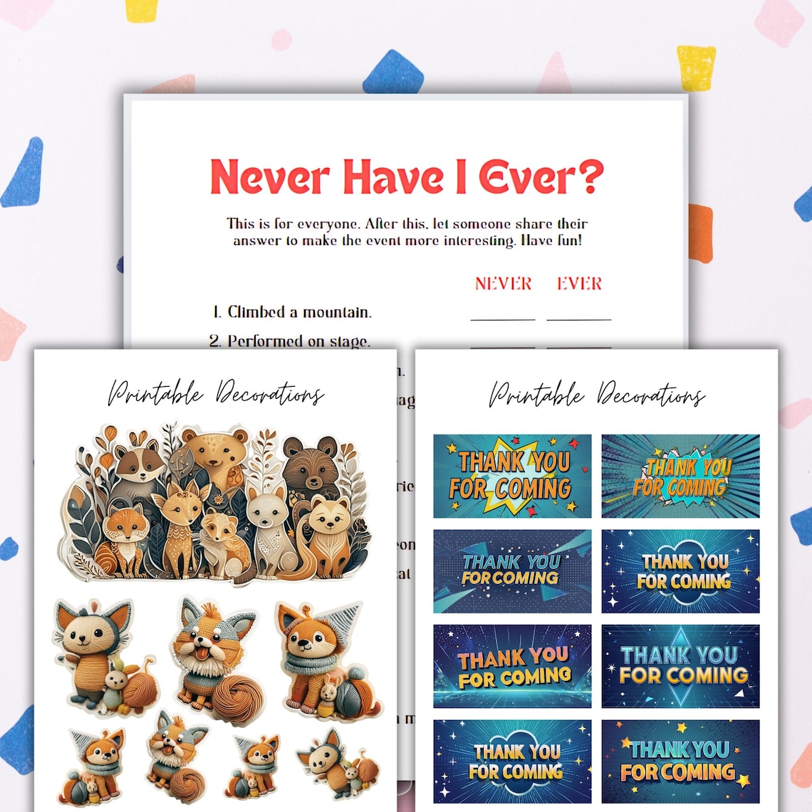 Printable 'never Have I Ever' Icebreaker Game (PDF Download) - Etsy