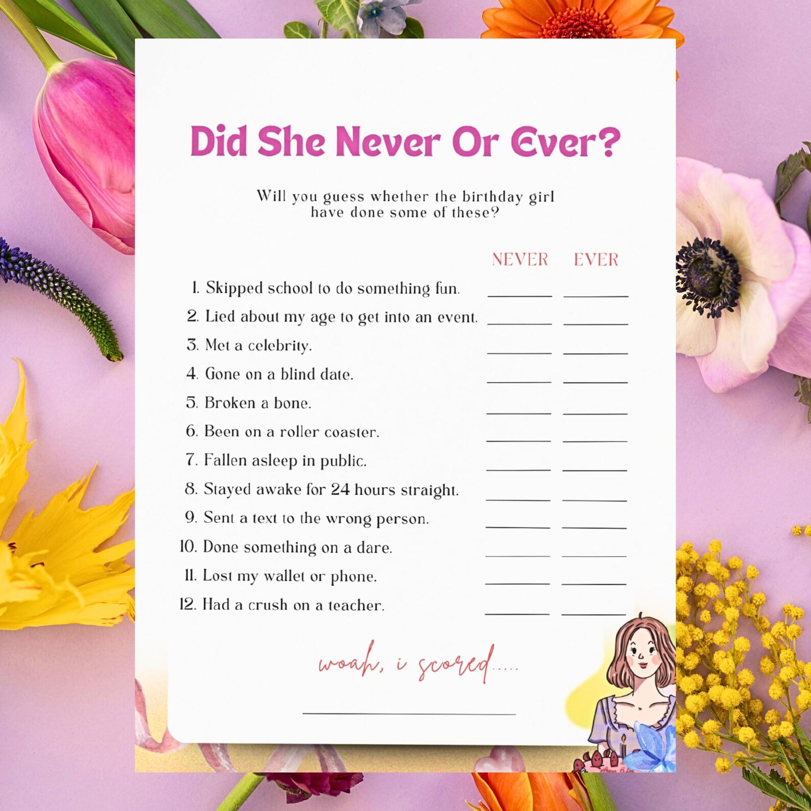 Birthday Party Games: 'never Have I Ever' Printable Icebreaker (PDF) - Etsy