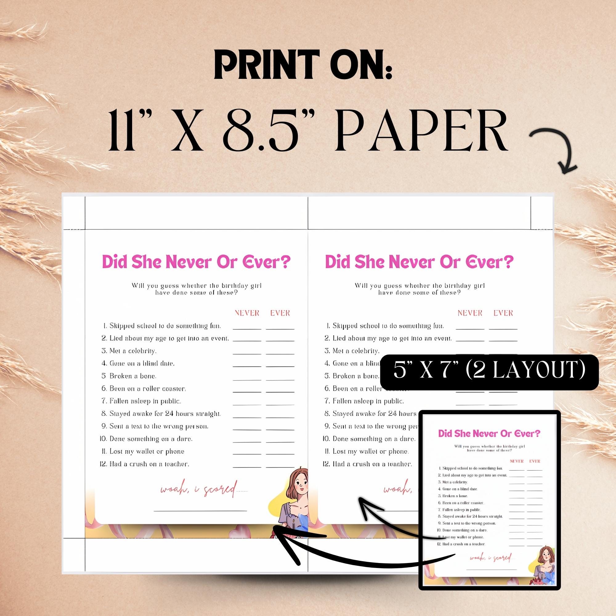 Birthday Party Games: 'never Have I Ever' Printable Icebreaker (PDF) - Etsy