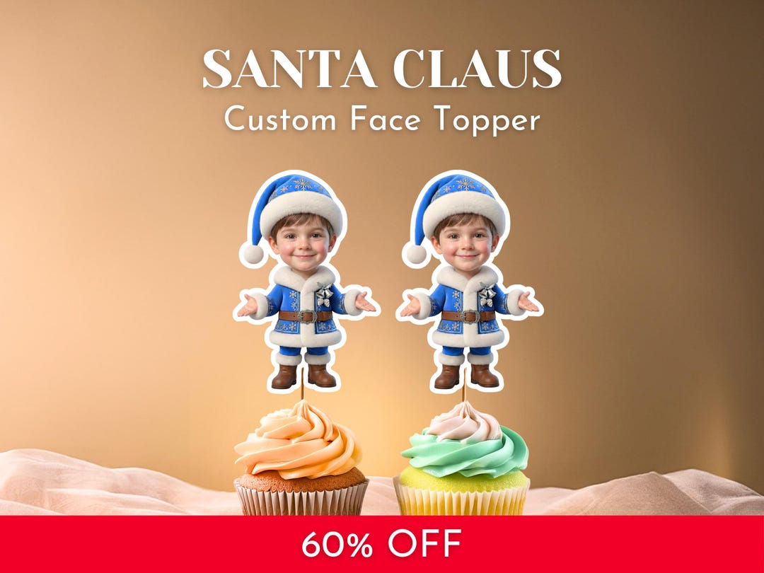 Custom Face Santa Claus Cupcake Cake Toppers: Christmas Party ...