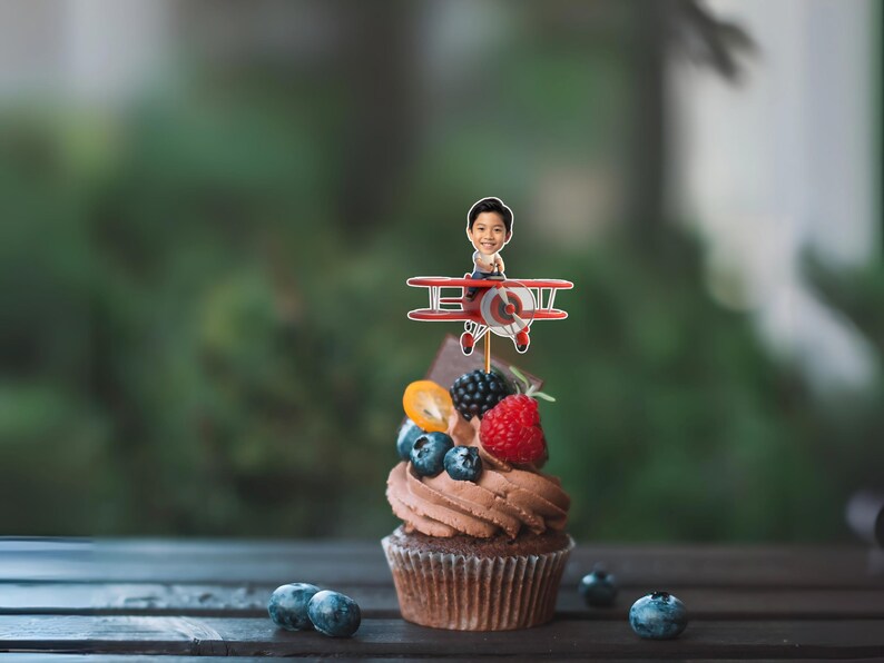 Custom Face Airplane Pilot Cupcake Cake Toppers: Pilot Birthday Party ...