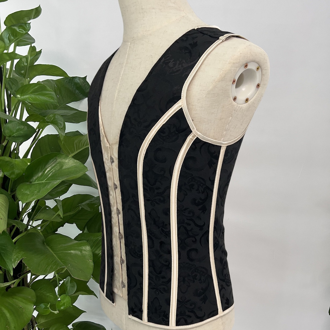 Black Beige Floral Corset Vest for Men,prom/formal/wedding Vest ...