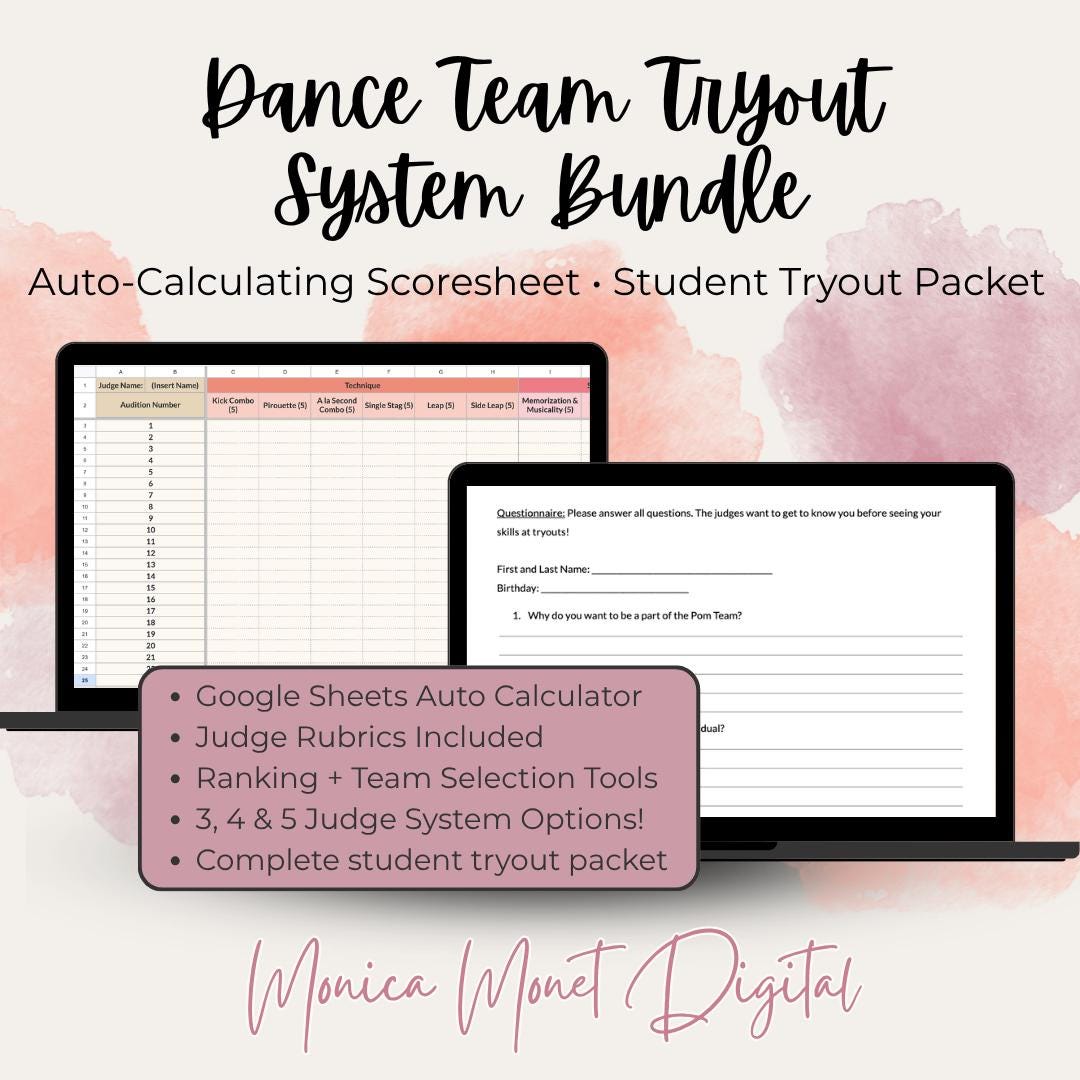 Dance Team Tryout System Bundle | Pom & Dance Audition Rubrics ...