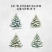 Snowy Christmas Trees Clipart Pack, Christmas Watercolor Clipart ...