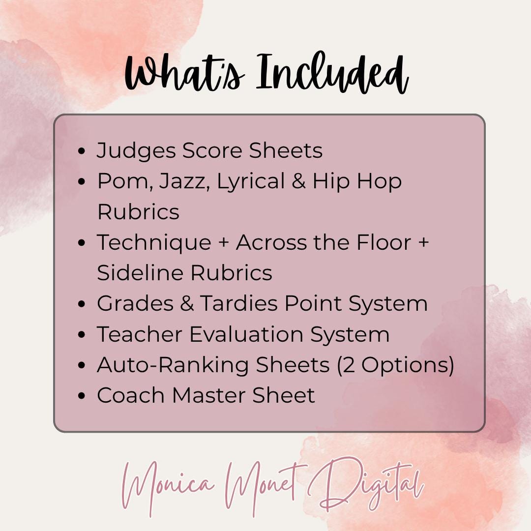 Dance Team Tryout Scoring System | Pom & Dance Audition Rubrics ...