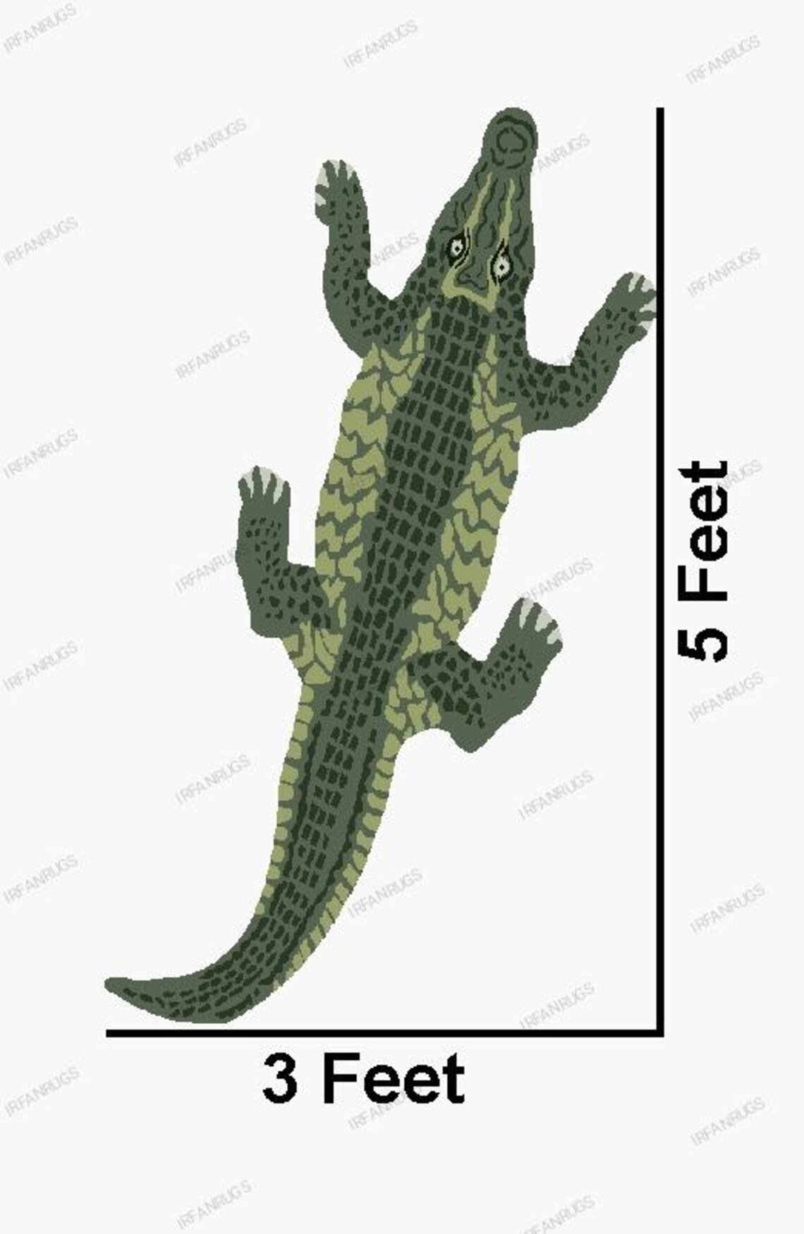 Crocodile Rug,animal Print Rug,100% Wool,handmade Tufted Rug for Living ...