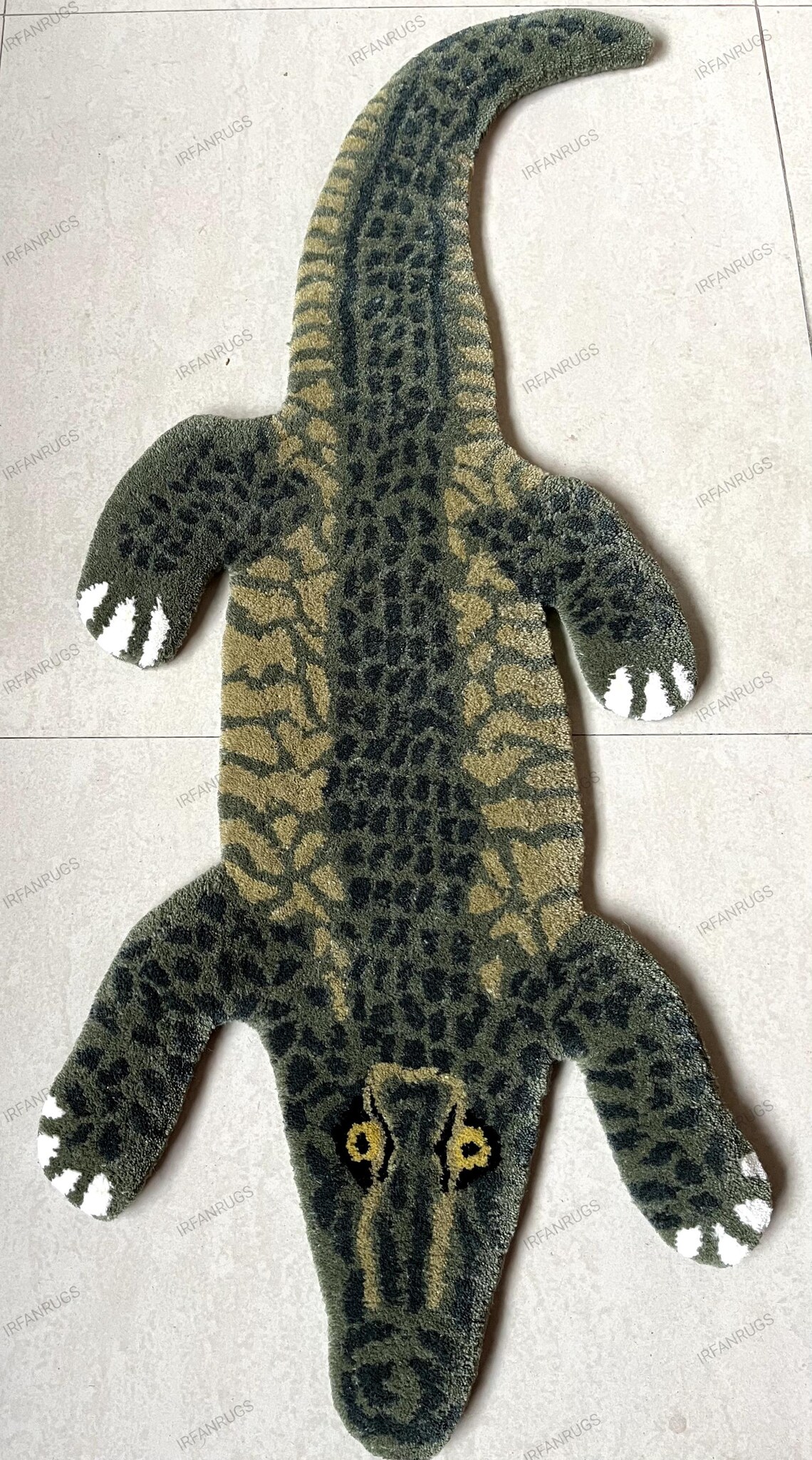 Crocodile Rug,animal Print Rug,100% Wool,handmade Tufted Rug for Living ...