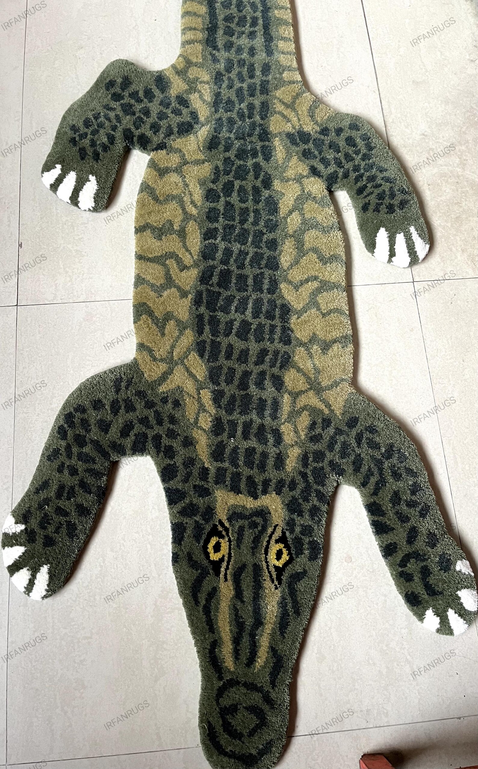 Crocodile Rug,animal Print Rug,100% Wool,handmade Tufted Rug for Living ...