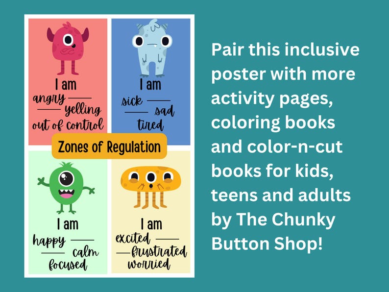 Zones of Regulation Emotional Identification Poster - Etsy