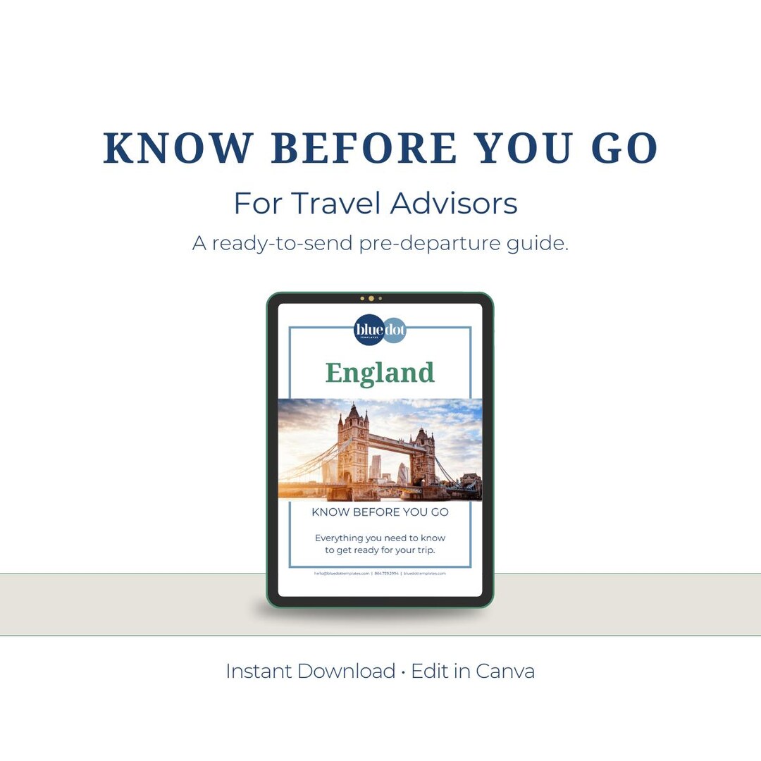 England Know Before You Go Guide for Agents: Customizable Canva ...