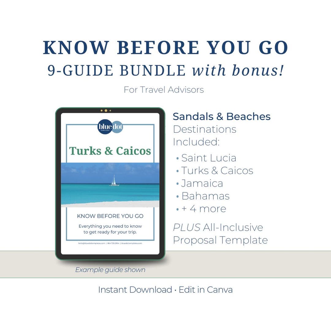 Travel Agent Sandals & Beaches Know Before You Go Guide Bundle, Canva ...