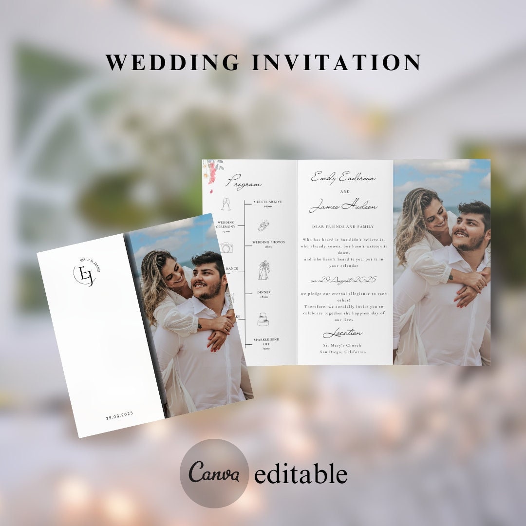 Editable Wedding Invitation Template, Minimalist Wedding Invitation ...