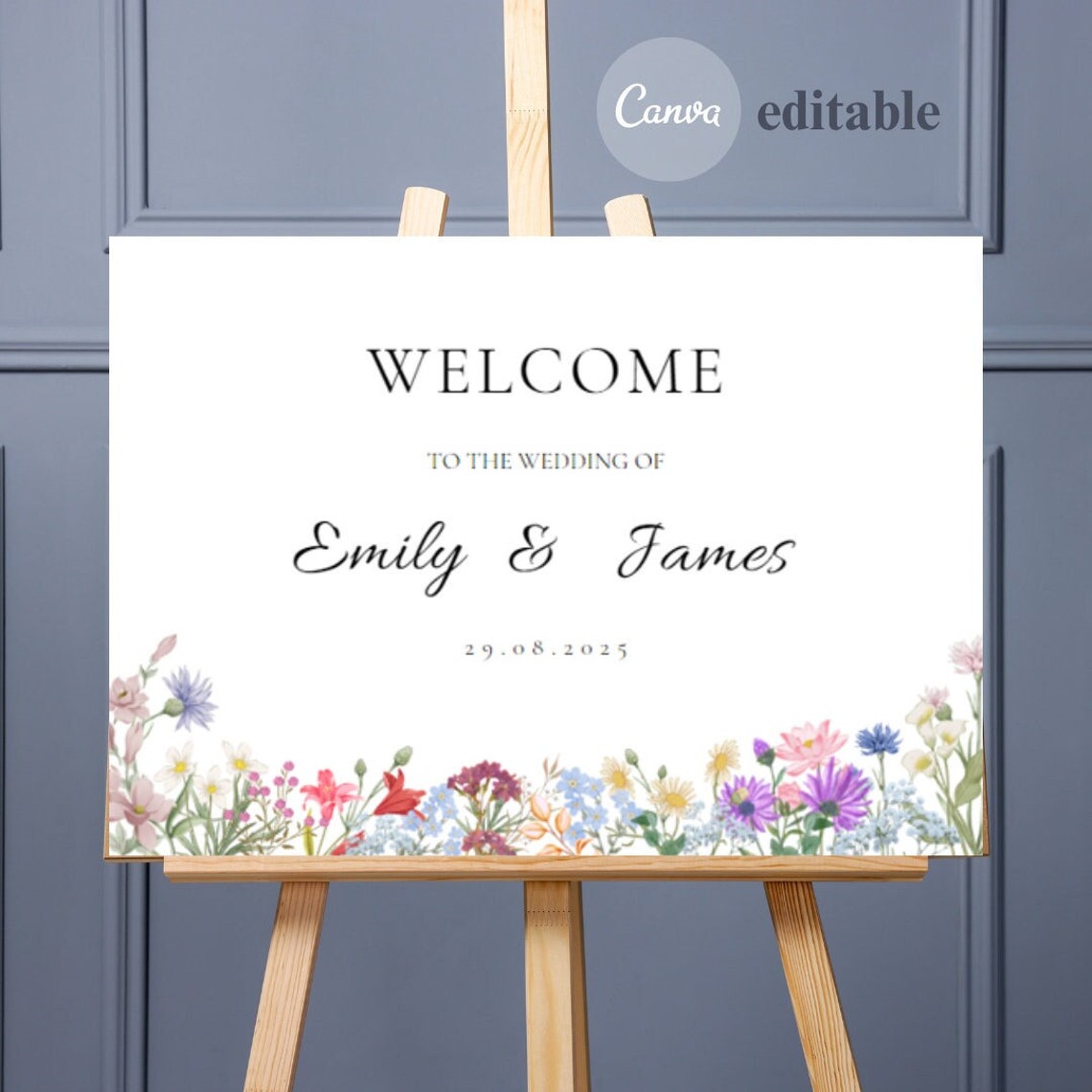 Wedding Welcome Sign, Flower Welcome Sign, Digital Wedding Welcome Sign ...