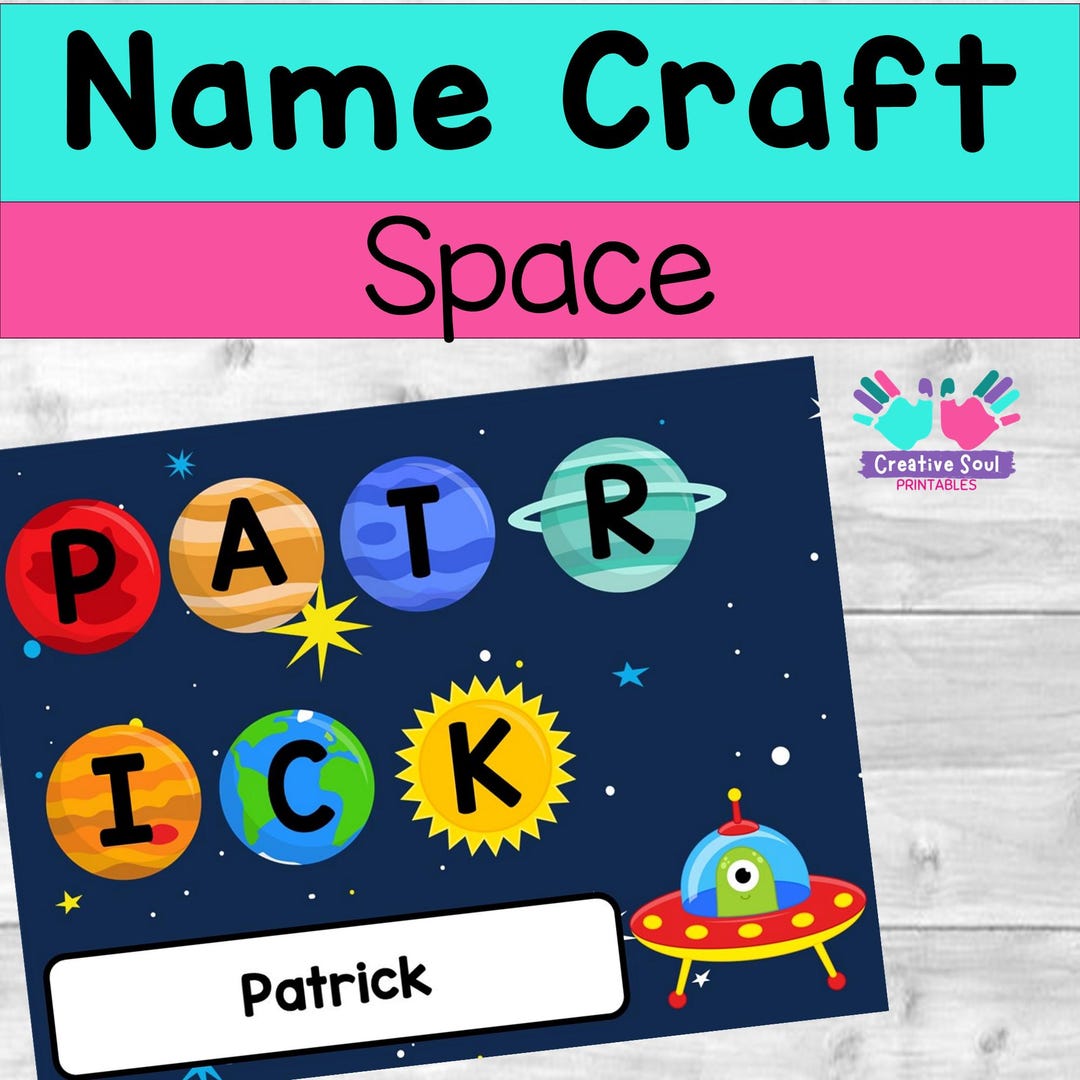 Editable Space Name Craft Preschool Kindergarten Name Recognition - Etsy