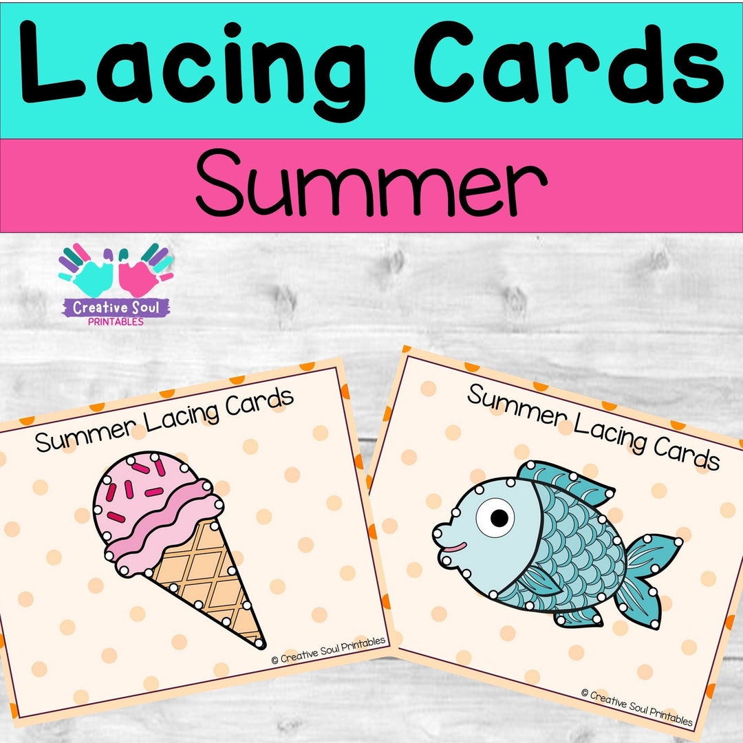 Summer Lacing Cards for Preschoolers, Fine Motor Skills - Etsy