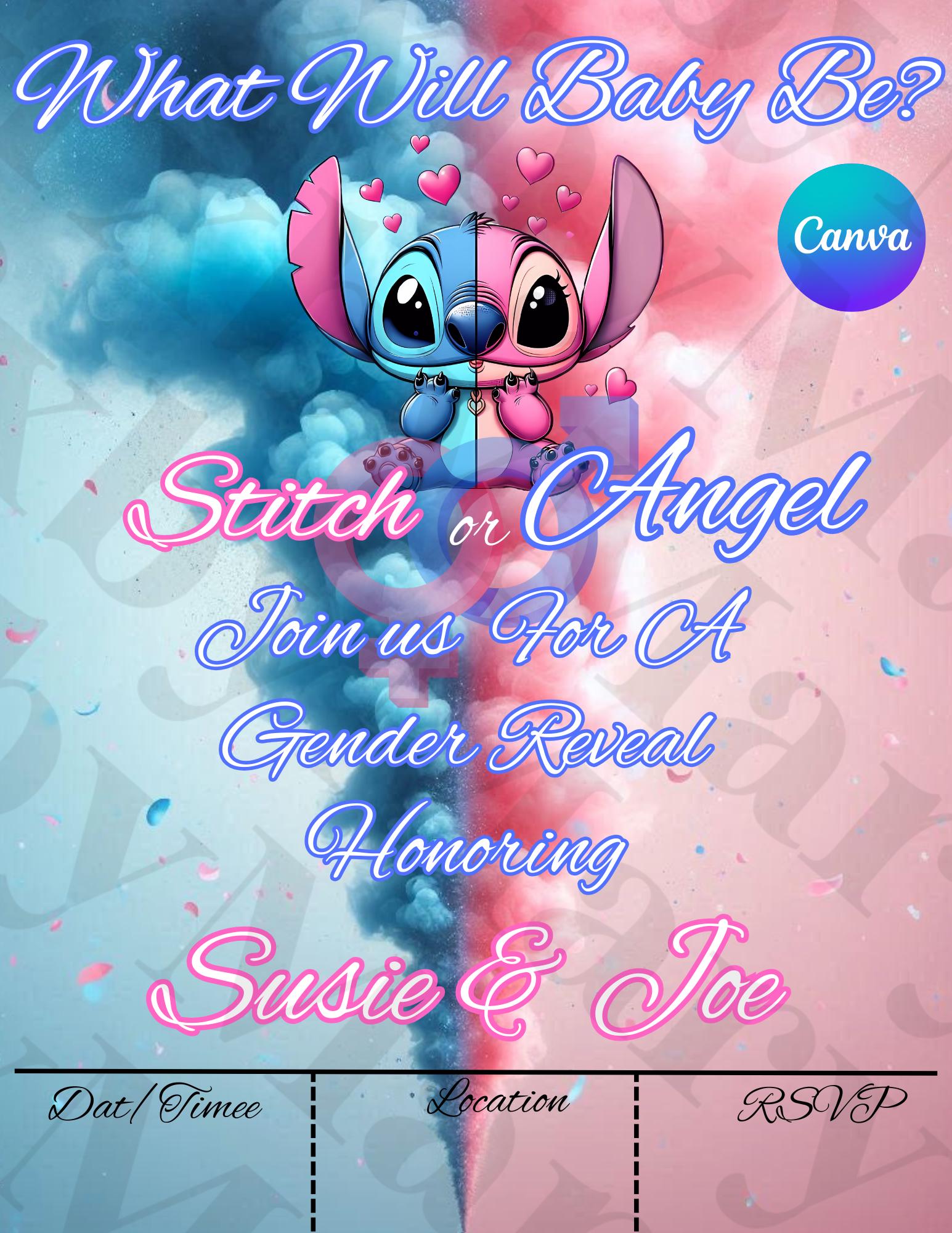 Stitch Gender Reveal Flyer - Etsy