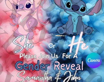 Stitch Gender Reveal Flyer - Etsy