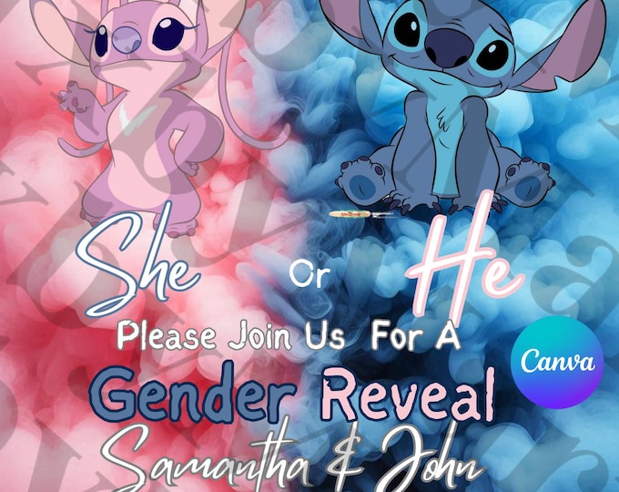 Stitch Gender Reveal Flyer - Etsy