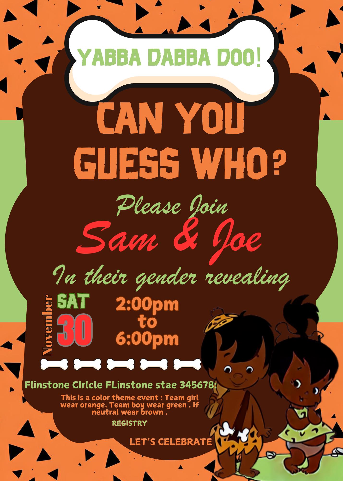 Flintstones Gender Reveal Flyer - Etsy