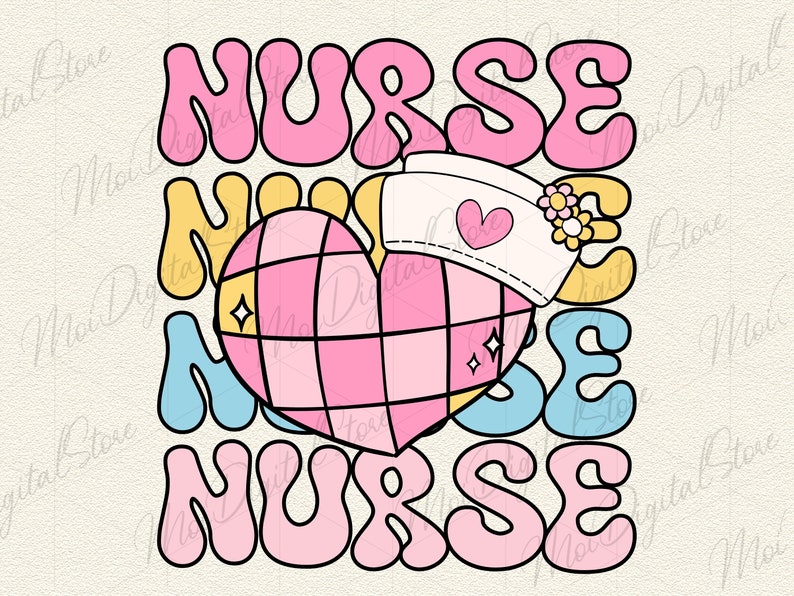Groovy Retro Nurse Quotes & Doodles PNG | Pastel Nurse Life Gift | Can ...