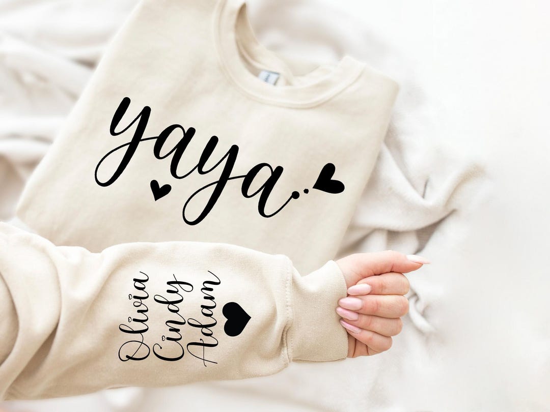 Custom Yaya Est Sweatshirt With Kids Names on Sleeve Sweatshirt ...