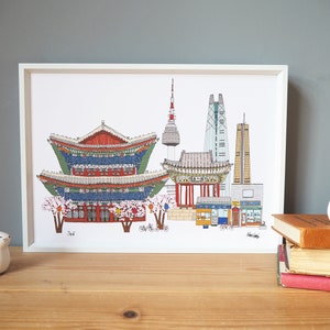 Seoul Skyline Print A4 Seoul Landmarks South Korea - Etsy