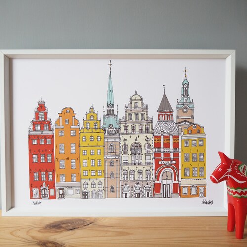 Stockholm Art Print Stockholm Skyline Sweden Retro Travel - Etsy