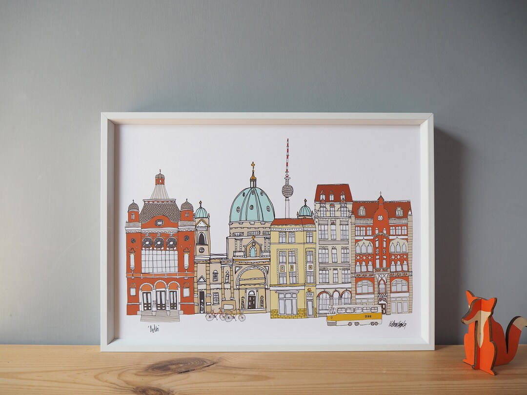 Berlin Skyline Print A4 - Berlin Cityscape - Berlin Art - Berlin ...