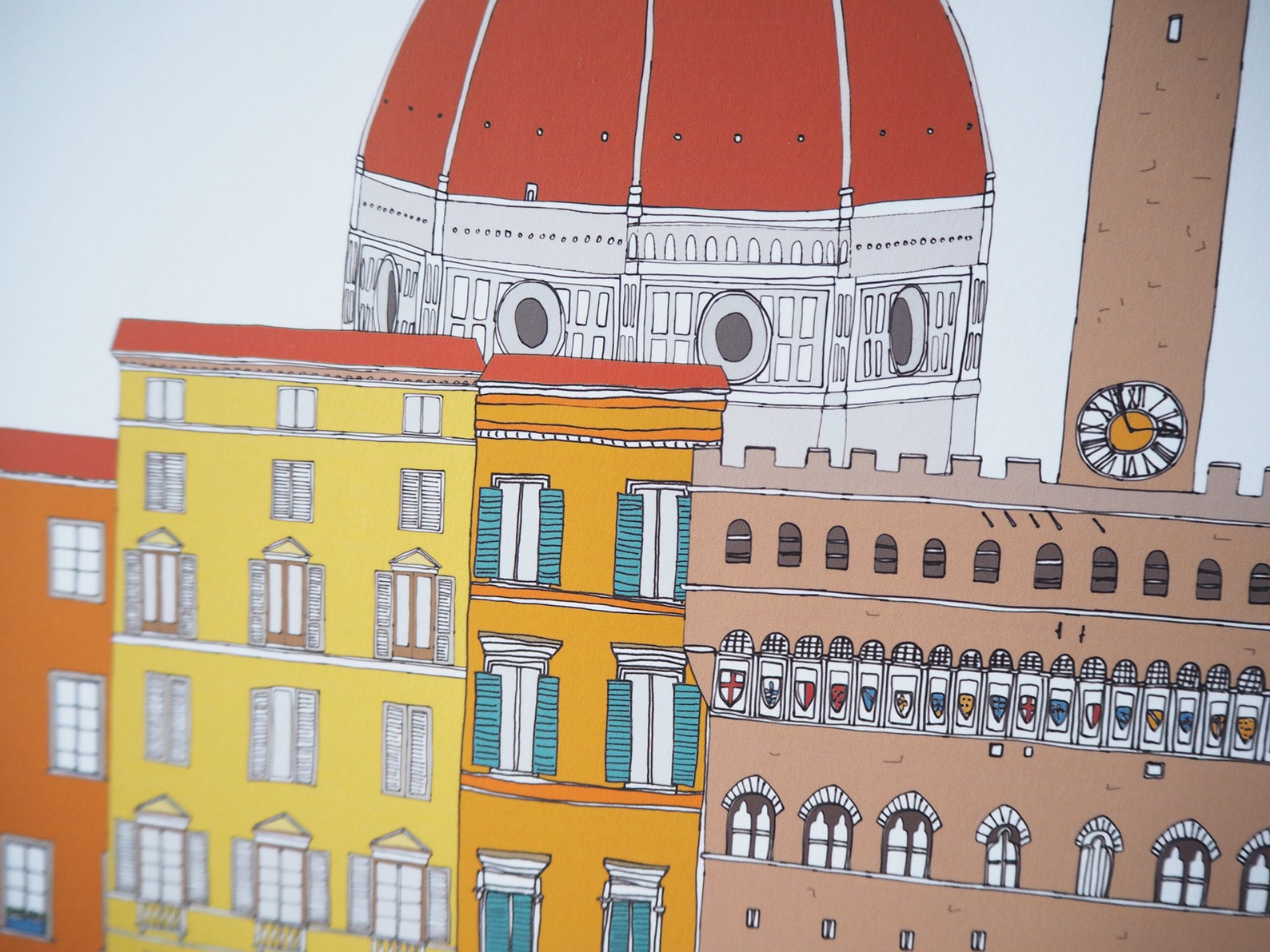 Florence Art Print A4 - Florence Cityscape - Florence Skyline Print ...