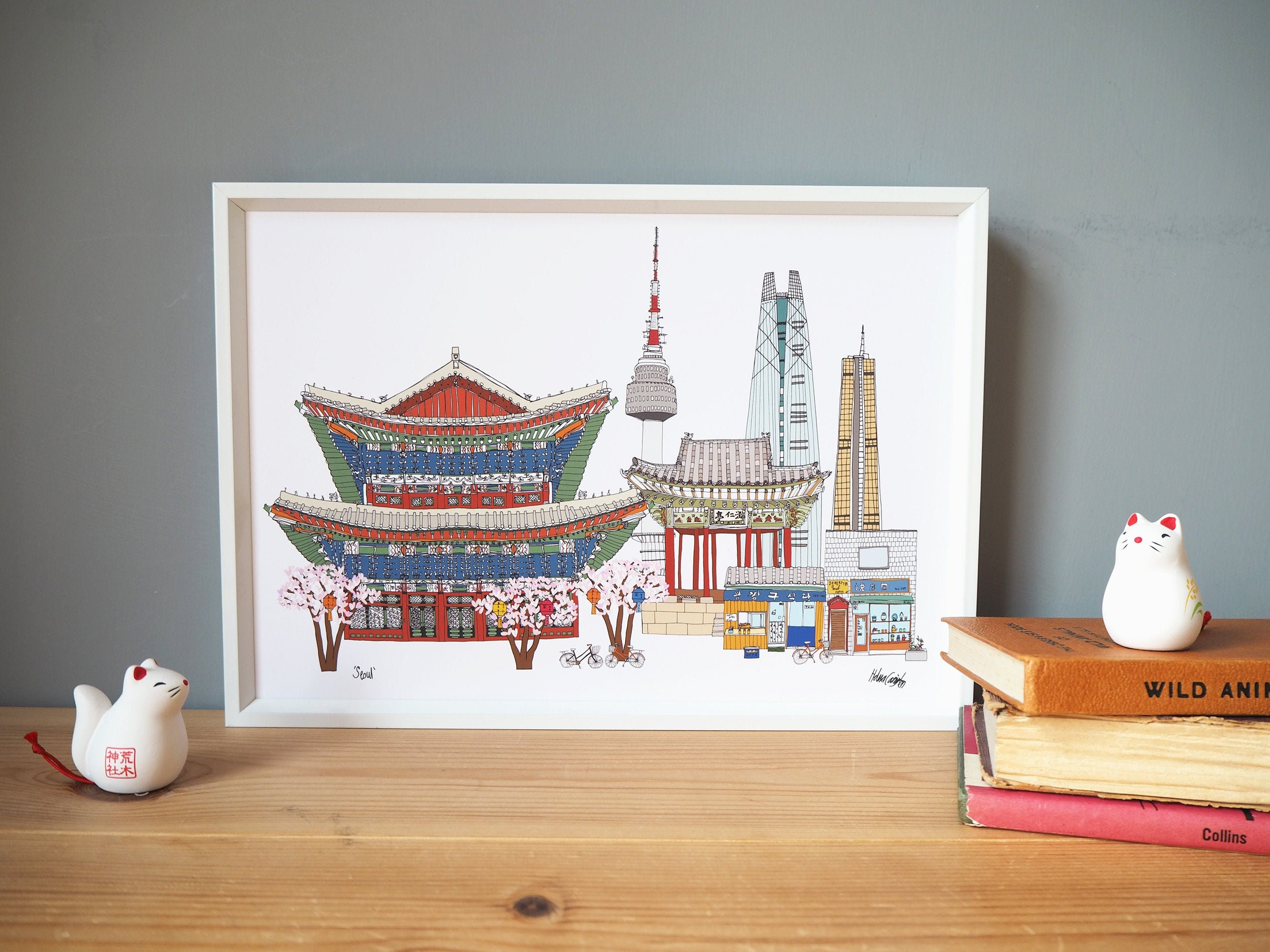 Seoul Skyline Print A4 Seoul Landmarks South Korea | Etsy