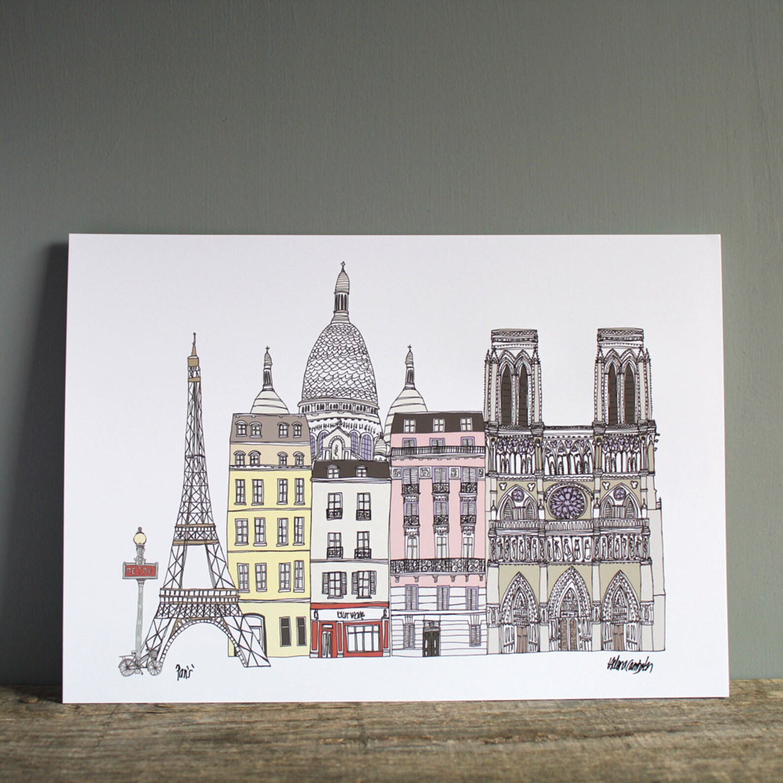 Paris Skyline Print A4 Paris Landmarks Illustration Paris | Etsy
