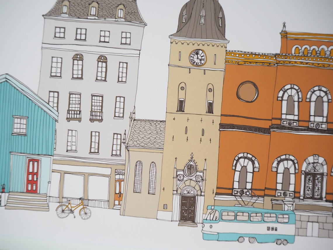 Oslo Skyline Print A3 - Oslo Cityscape - Nordic Print - Norway Print ...