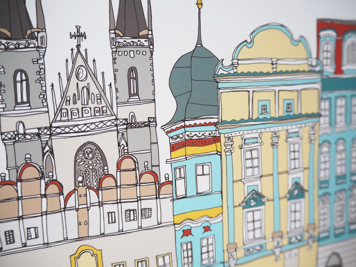 Prague Skyline Art Print A4 - Prague Wall Art - Etsy