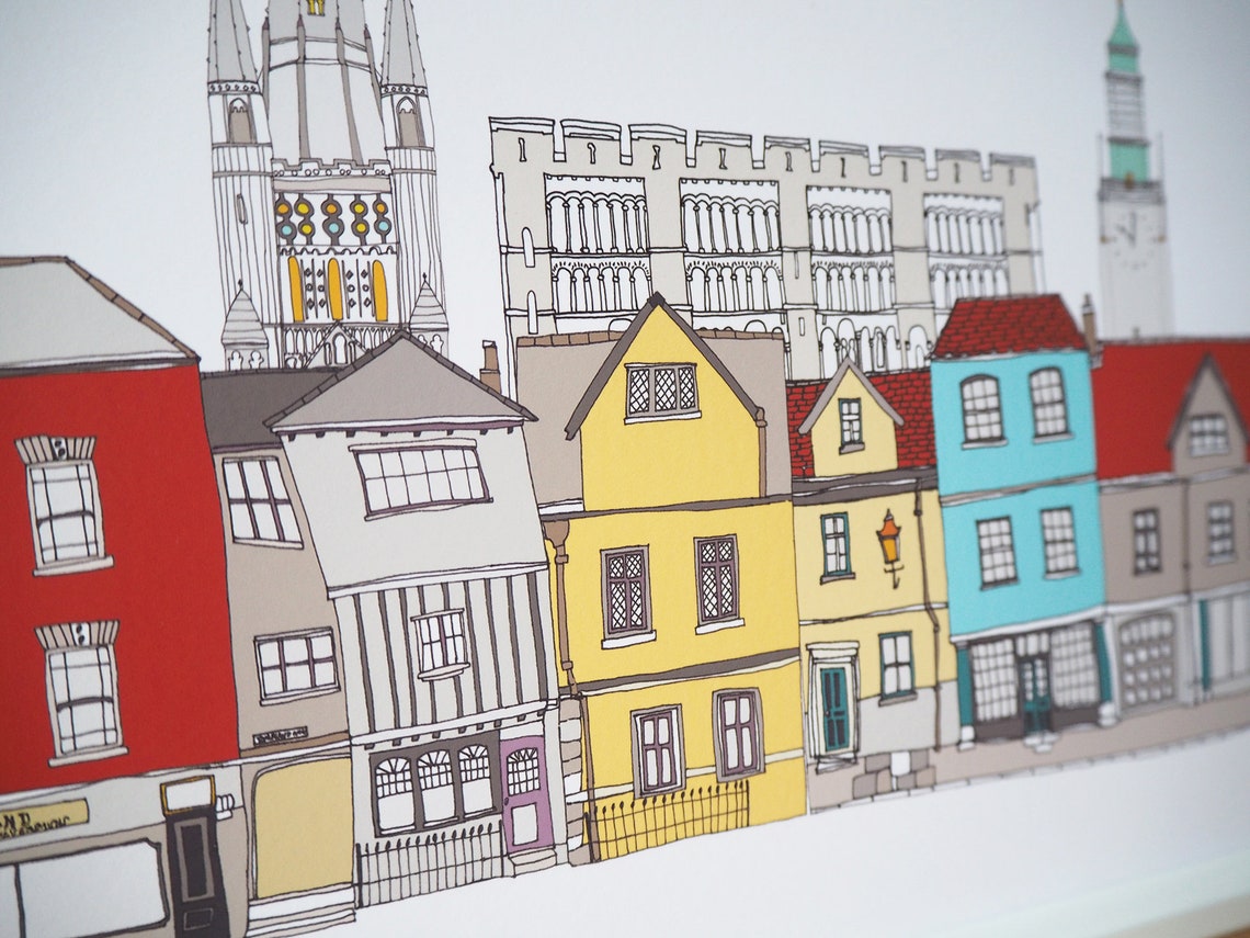 Norwich Cityscape Print A4 Norwich Skyline Print Norwich | Etsy UK