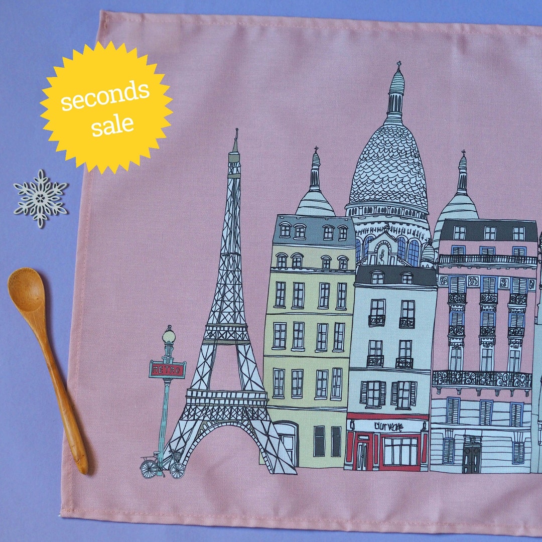 SECONDS SALE Paris Print Tea Towel Paris Cityscape Paris Landmarks ...