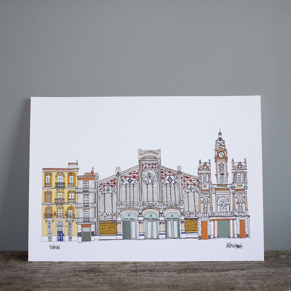 Valencia Print A4 Valencia Illustration Valencia Landmarks - Etsy