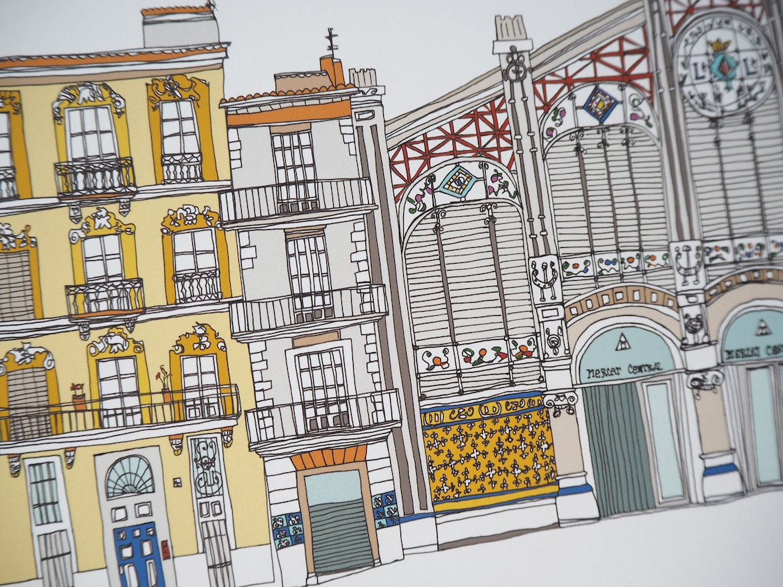 Valencia Print A3 - Valencia Cityscape - Valencia Landmarks - Valencia ...