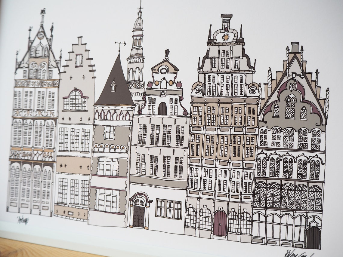 Antwerp Skyline Art Print A3 Print Antwerp Landmarks - Etsy