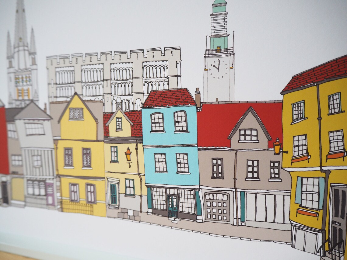 Norwich Cityscape Print A4 Norwich Skyline Print Norwich | Etsy UK