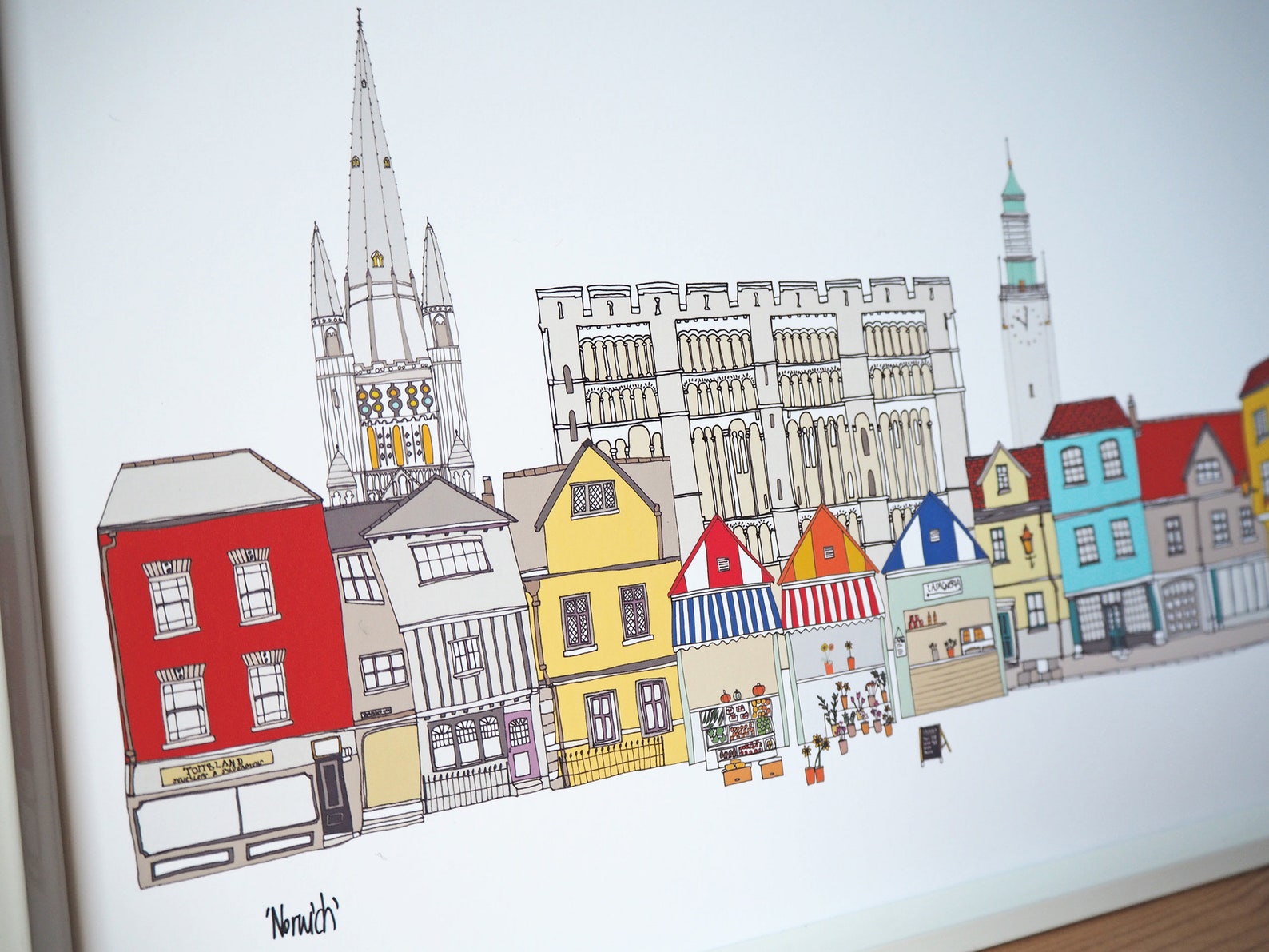 Norwich Skyline A3 Print - Norwich Cityscape - Norwich Gift - Norwich ...