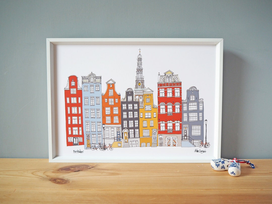Amsterdam Print A4 - Amsterdam Cityscape - Amsterdam Landmarks Print ...