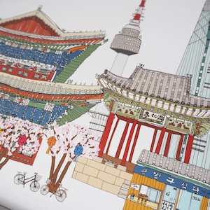 Seoul Skyline Print A4 - Seoul Landmarks South Korea - Etsy