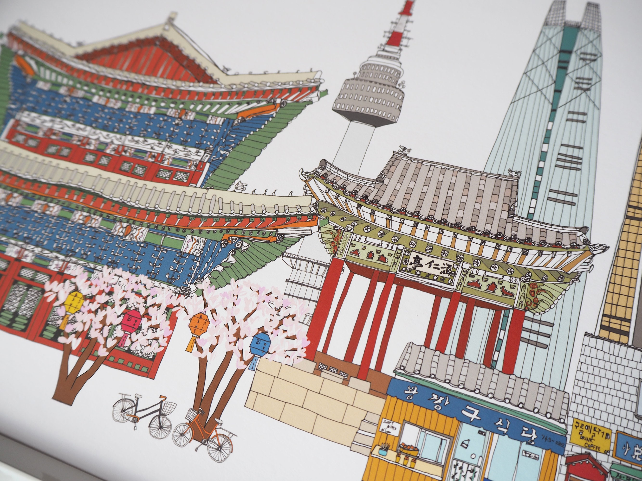 Seoul Skyline Print A4 - Seoul Landmarks South Korea - Etsy