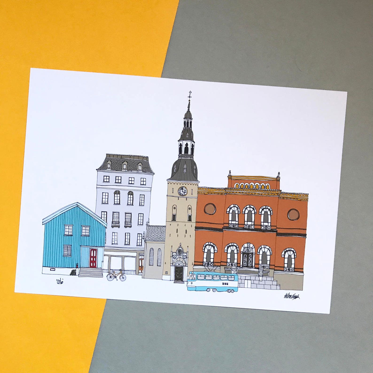 Oslo Skyline Print A3 Oslo Cityscape Nordic Print Norway | Etsy